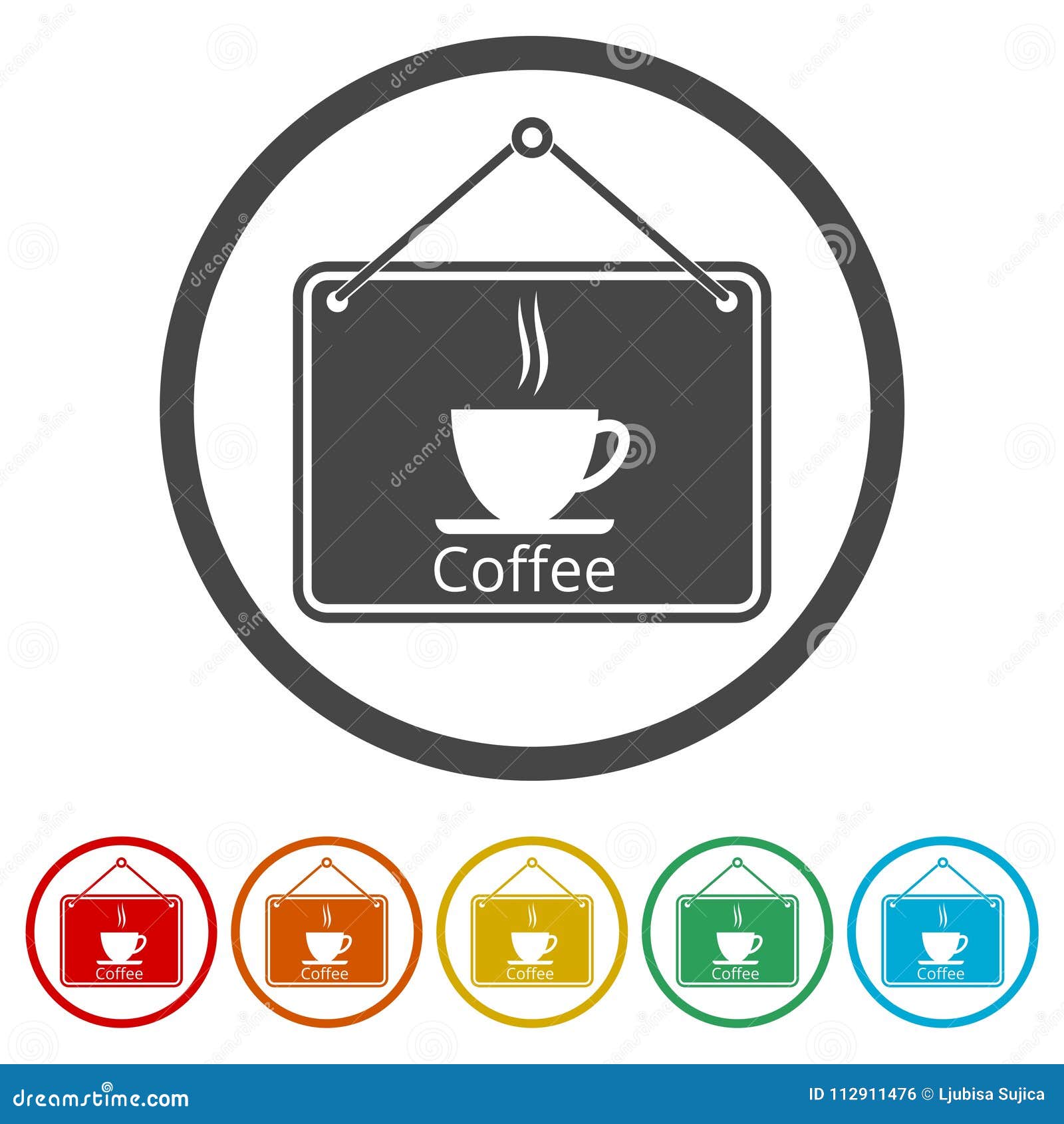 Coffee Sign, 6 Colors Included Stock Vector - Illustration of bean ...