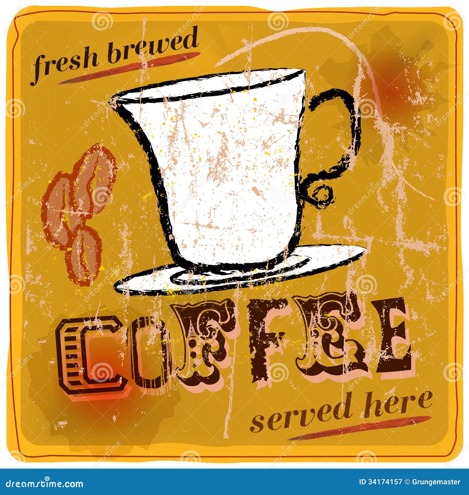 Coffee sign stock vector. Illustration of poster, faded - 34174157
