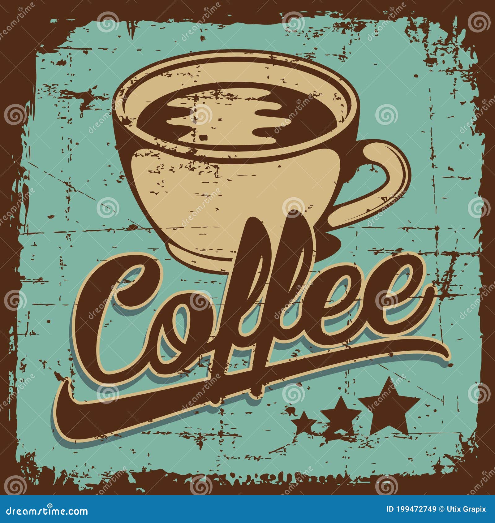 Coffee Retro Classic Rustic Vintage Poster Stock Vector - Illustration ...