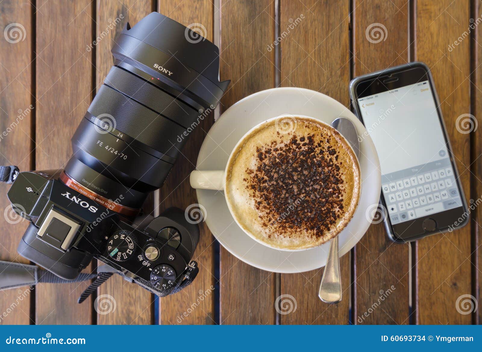 Coffee, Smartphone and Camera Editorial Stock Image - Image of plan ...