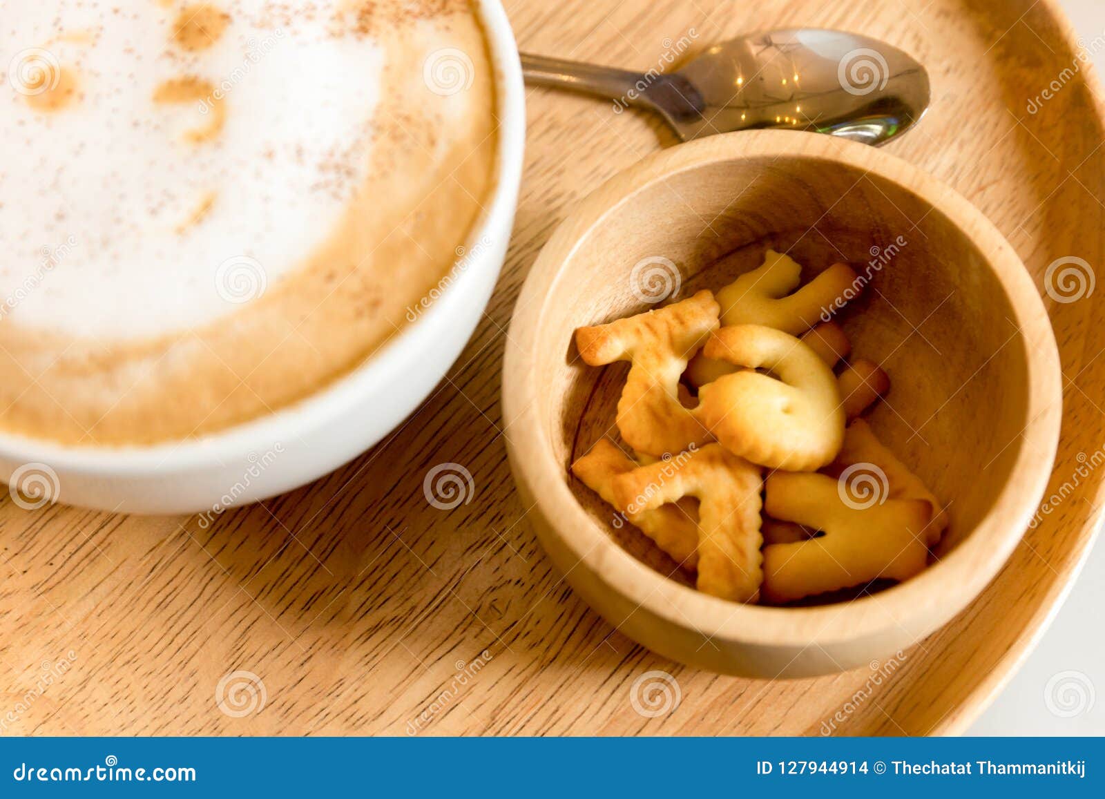 Coffee with snack bread stock photo. Image of cafe, eating - 127944914
