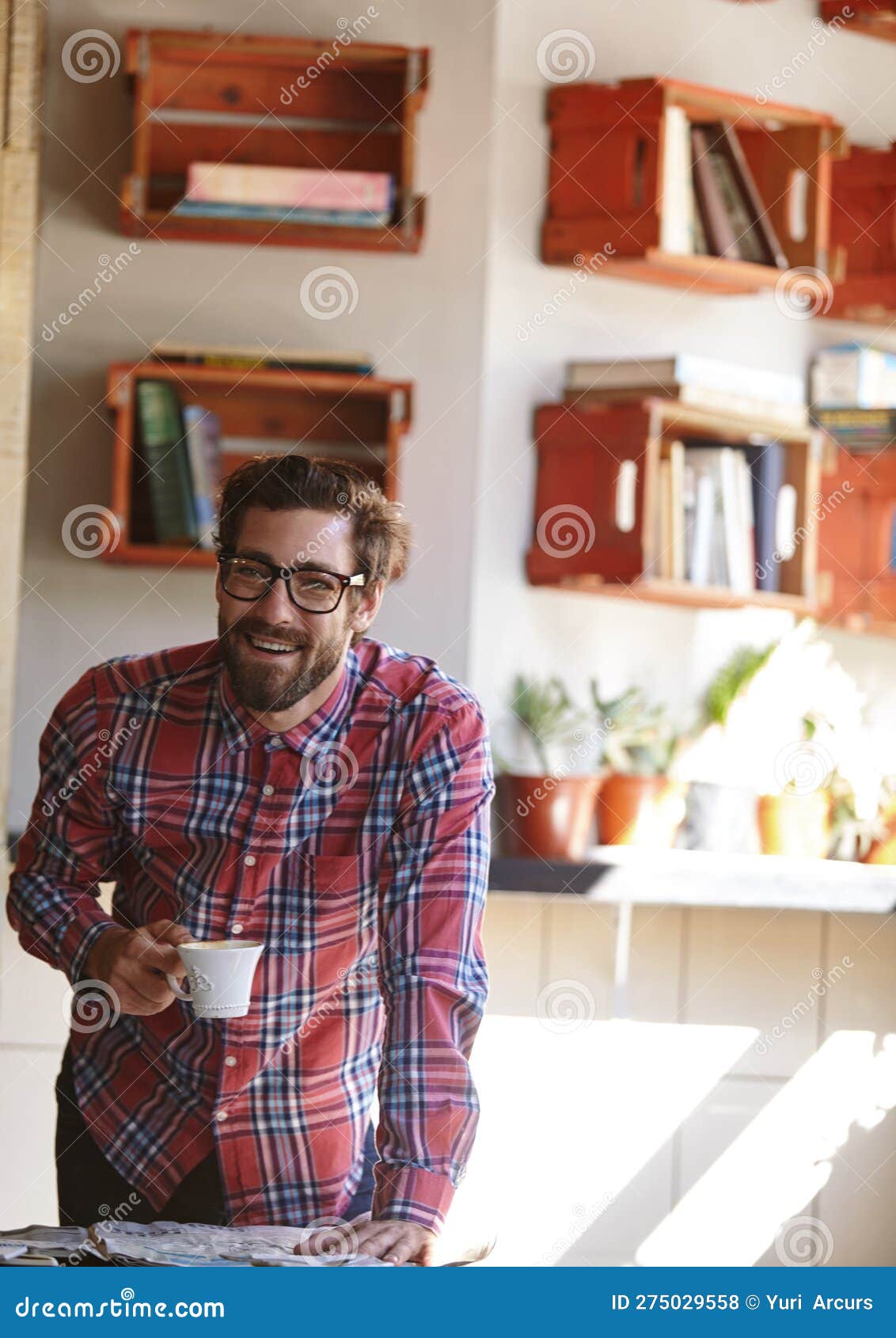 Coffee Solves Everything. a Young Man Having Coffee in a Cafe with the ...