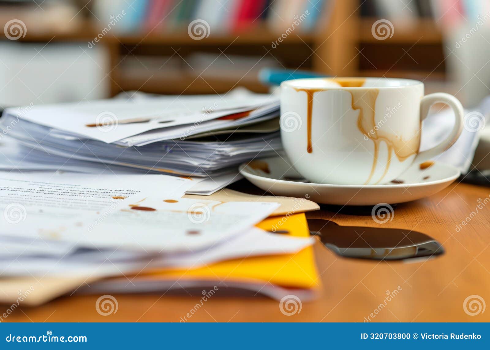 Coffee Spill on Office Desk Stock Photo - Image of spill, coffee: 320703800