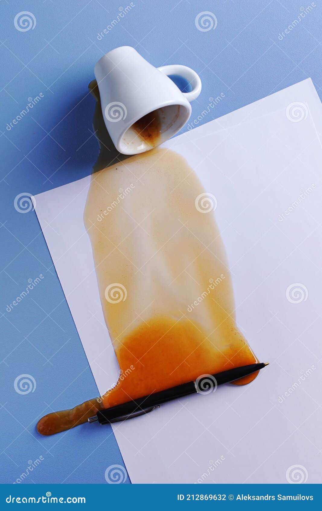 Coffee Spilled on Sheets of Paper Stock Photo - Image of note, paper ...
