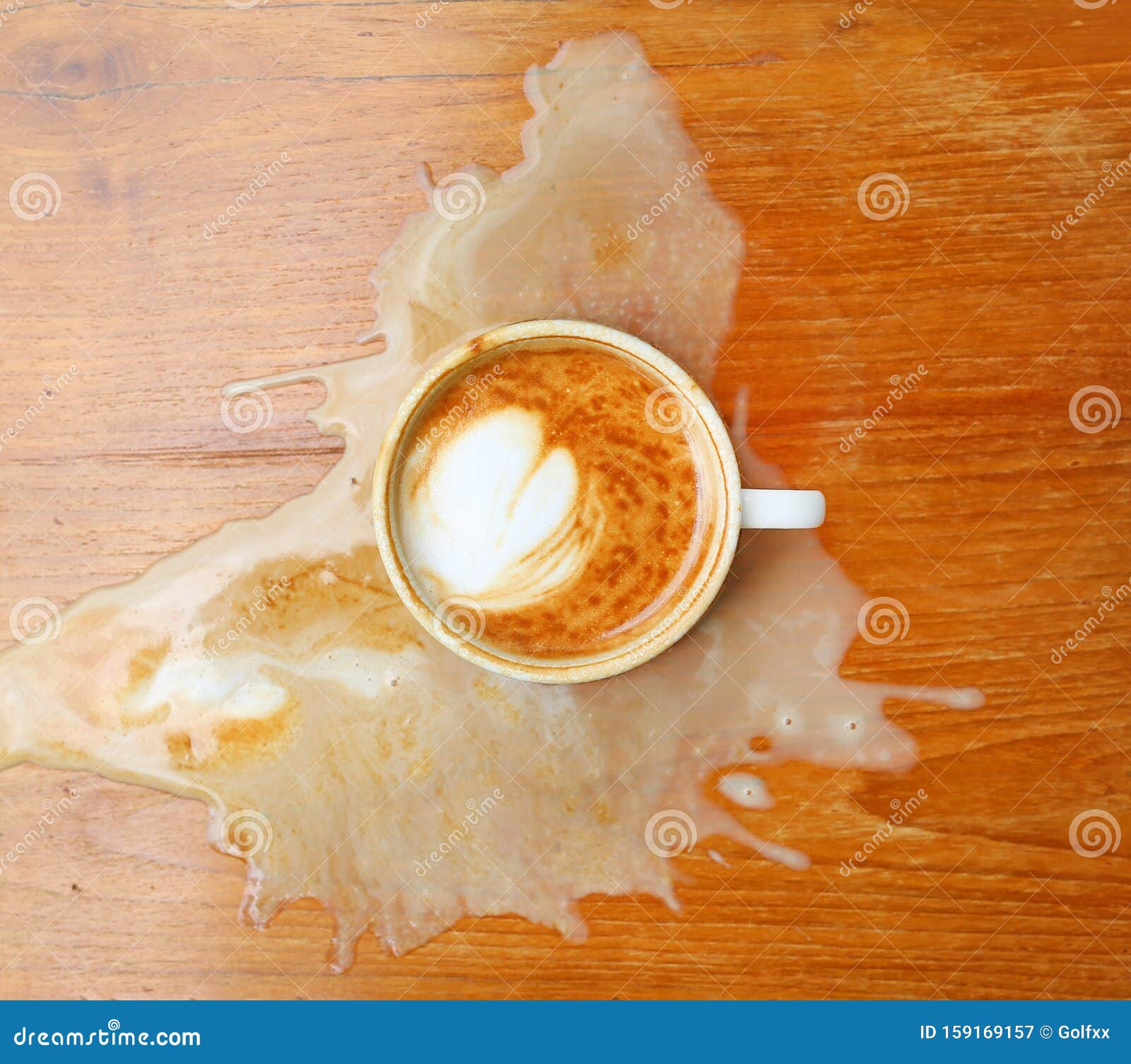 Coffee Spilled on the Wood Table Stock Image - Image of breakfast ...