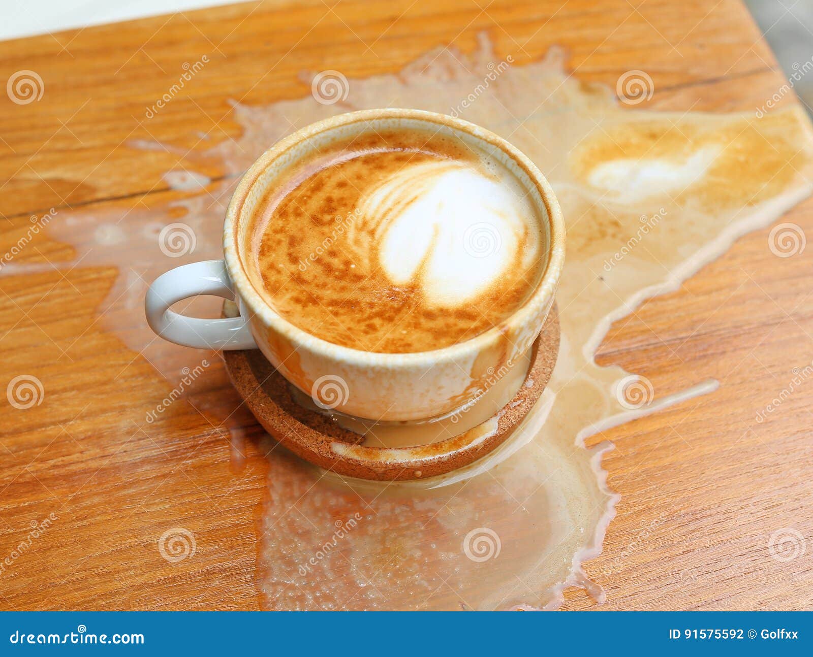Coffee Spilled on the Wood Table Stock Photo - Image of home, meal ...