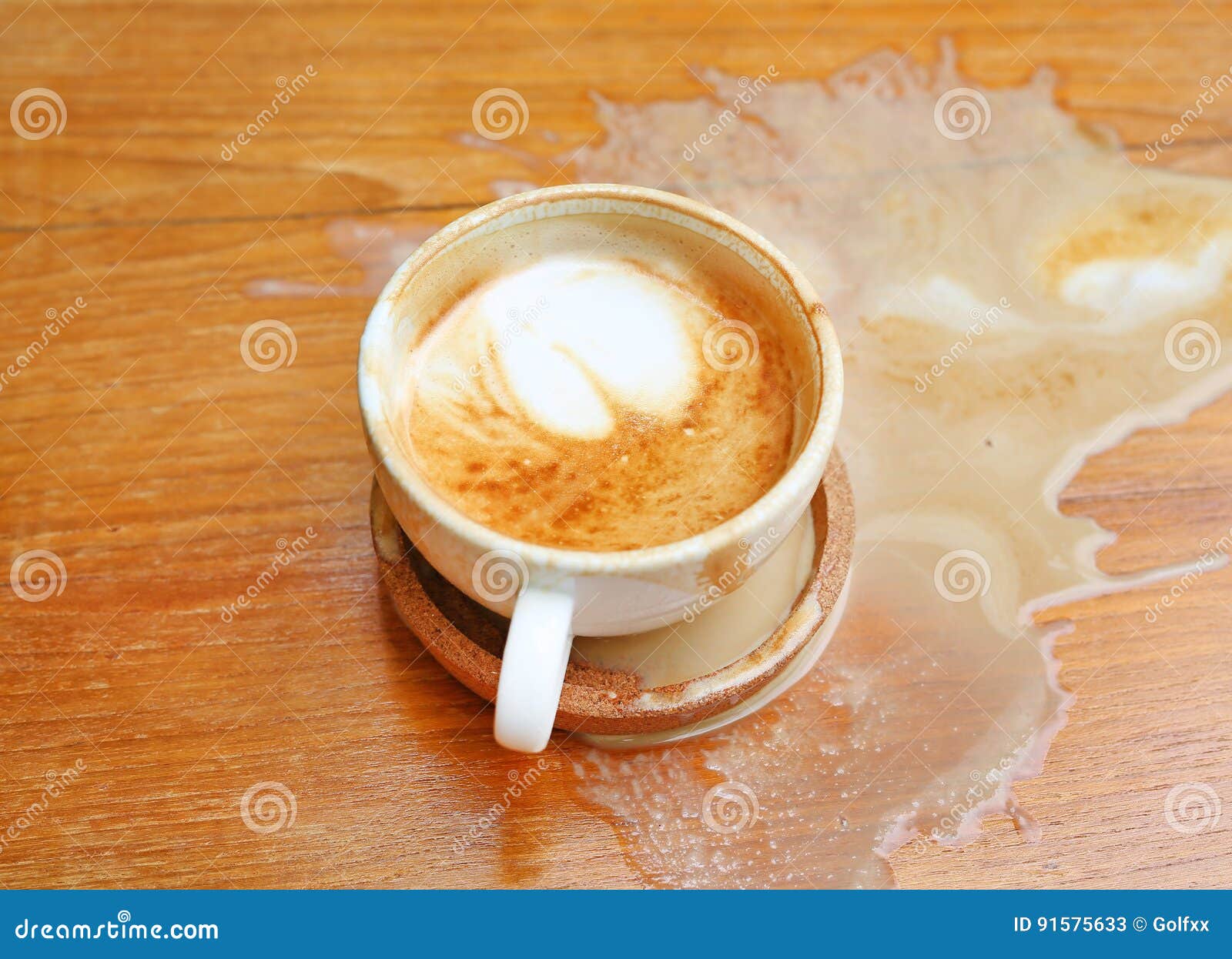 Coffee Spilled on the Wood Table Stock Image - Image of drink, brown ...