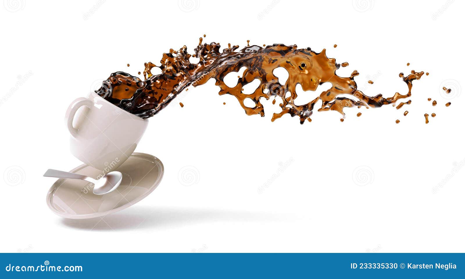 Coffee Spilling Out of a Mug Isolated on White Background Stock Photo ...