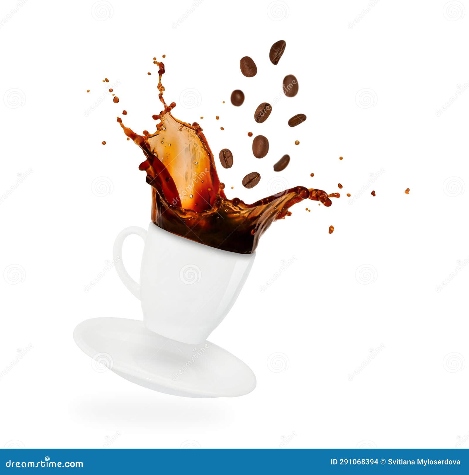 Coffee Splash with Coffee Beans Stock Photo - Image of motion ...