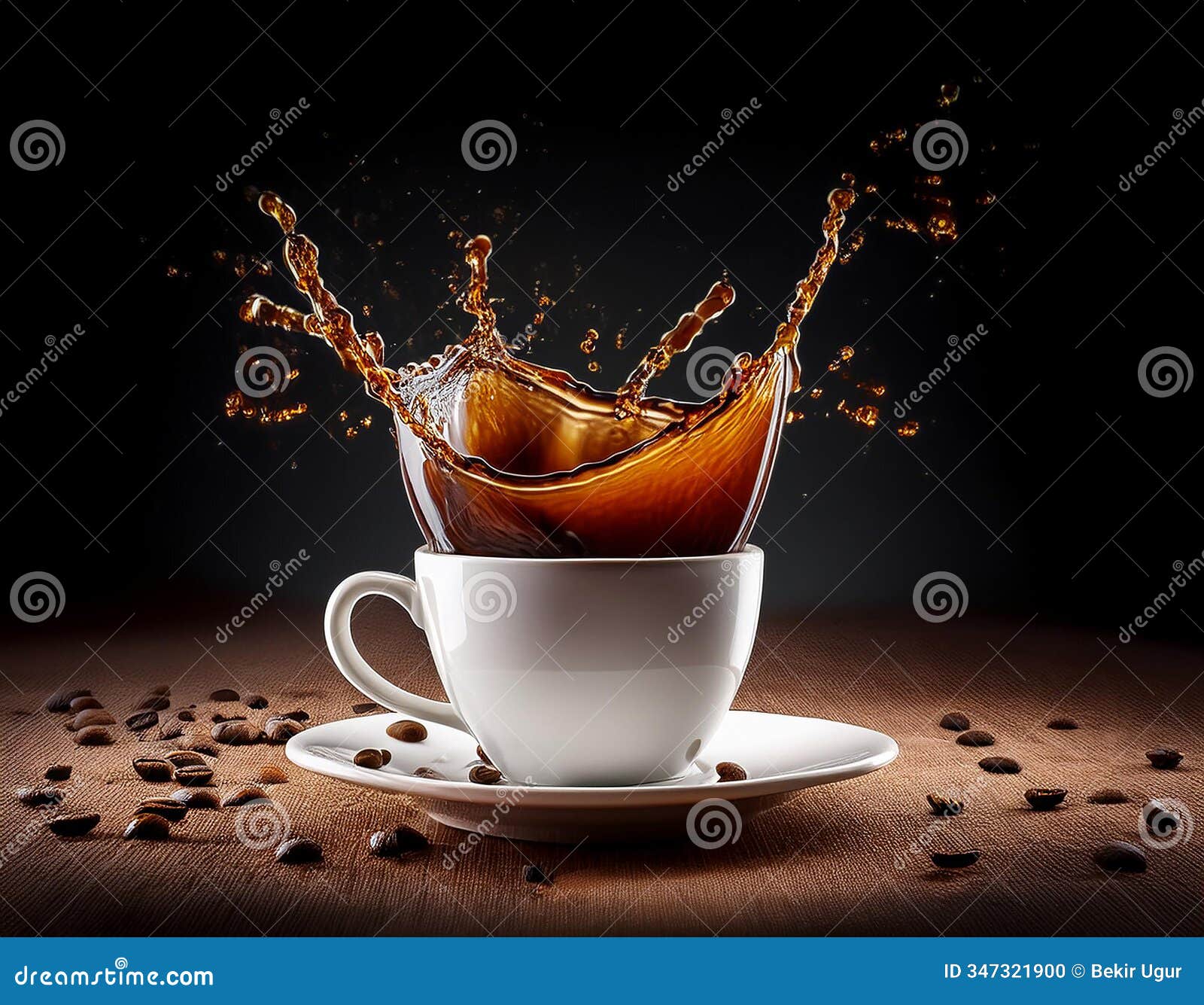 Coffee Splash. Cup of Spilling Coffee Creating Splash Stock ...