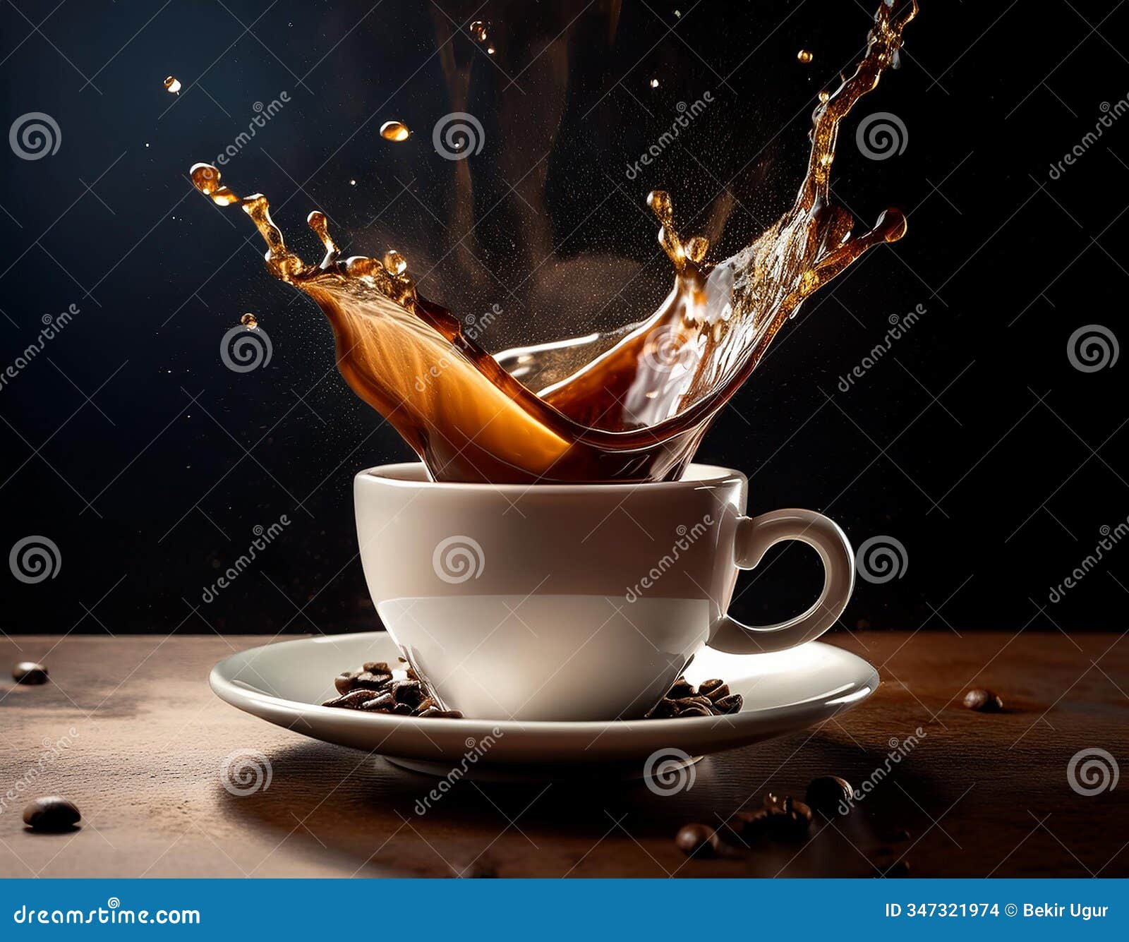 Coffee Splash. Cup of Spilling Coffee Creating Splash Stock ...