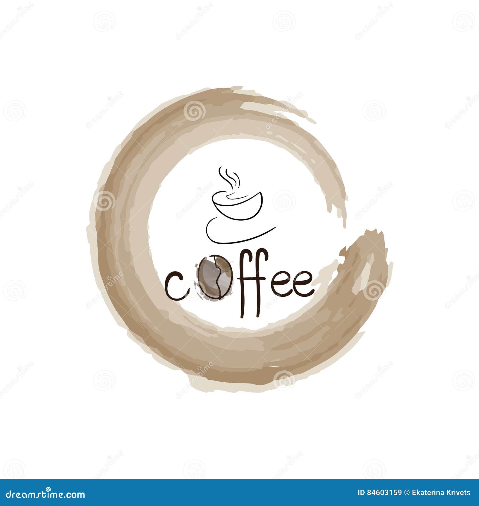 Coffee Splash. Hand Drawn Coffee Logo with Cup Stock Illustration ...