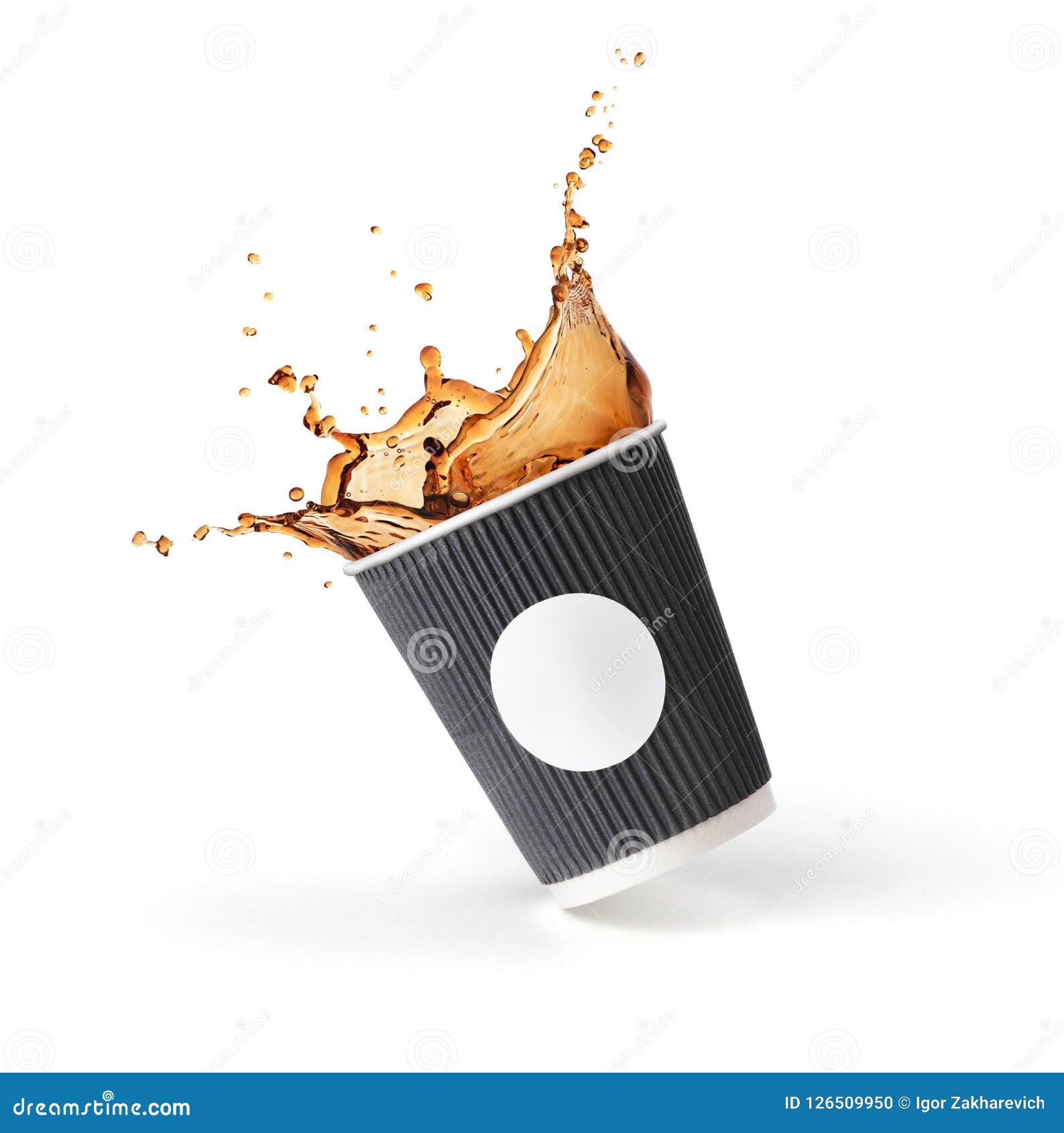 Coffee splash in paper cup stock photo. Image of coffee - 126509950