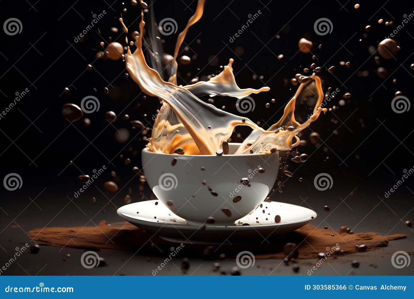 Coffee Splash in White Cup stock photo. Image of cream - 303585366