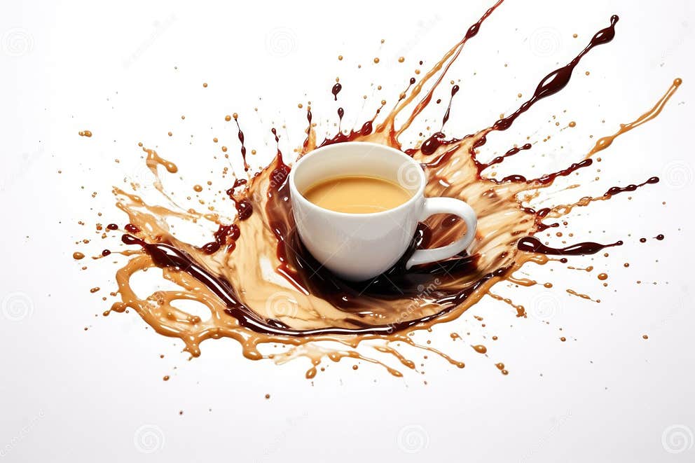 Coffee Splatter on White Surface As Its Being Poured Stock Photo ...