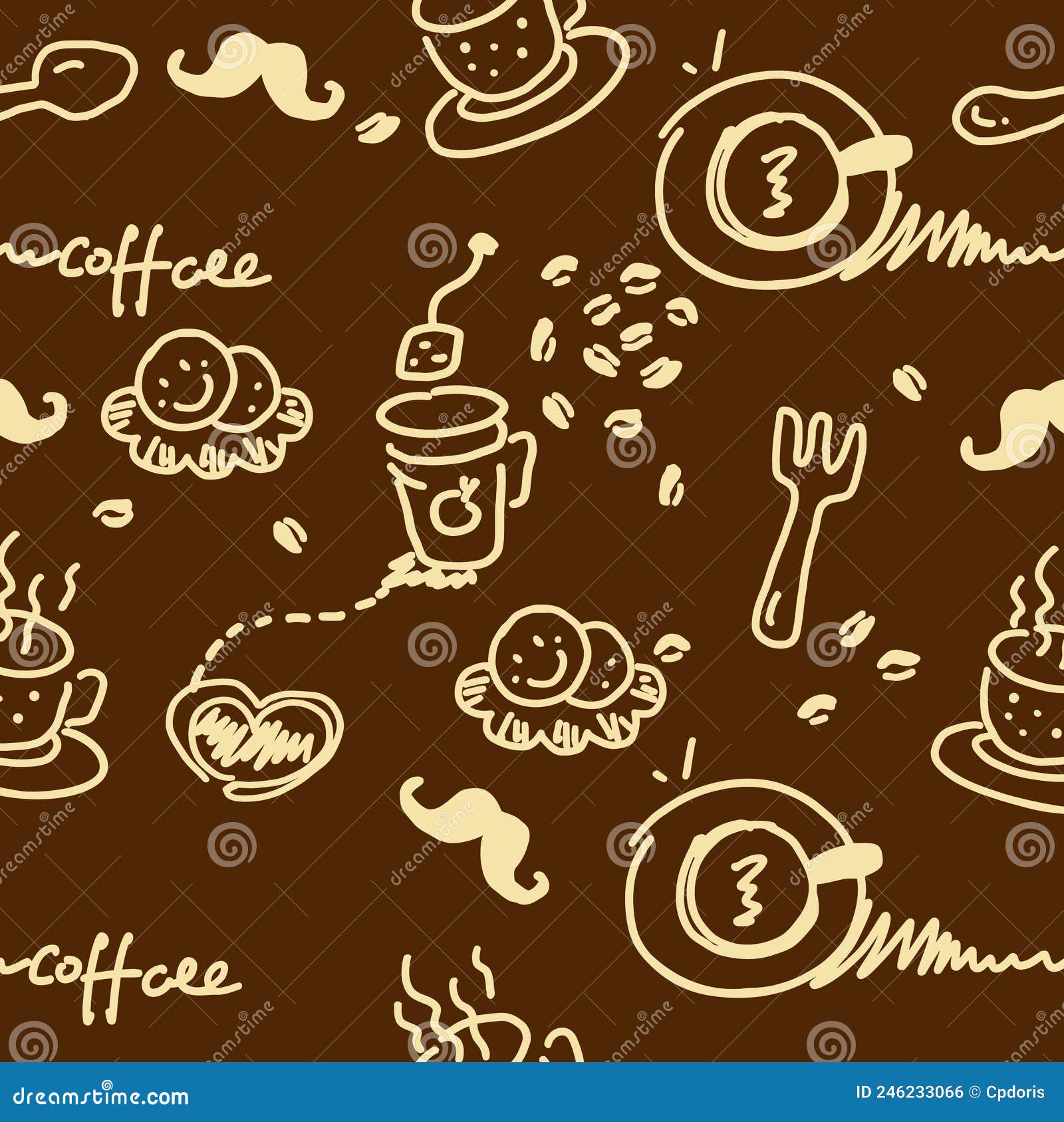 Coffee Square Continuous Pattern Stock Vector - Illustration of ...