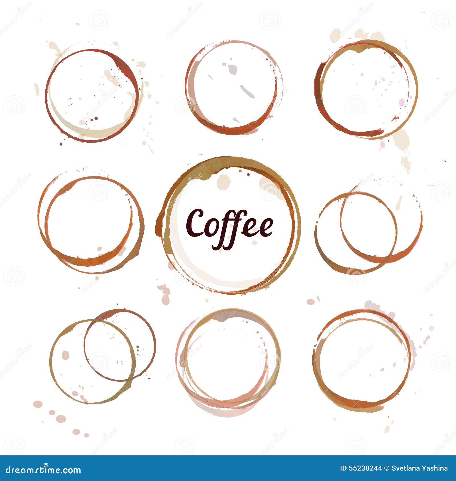 Coffee stain circles stock vector. Illustration of drop - 55230244