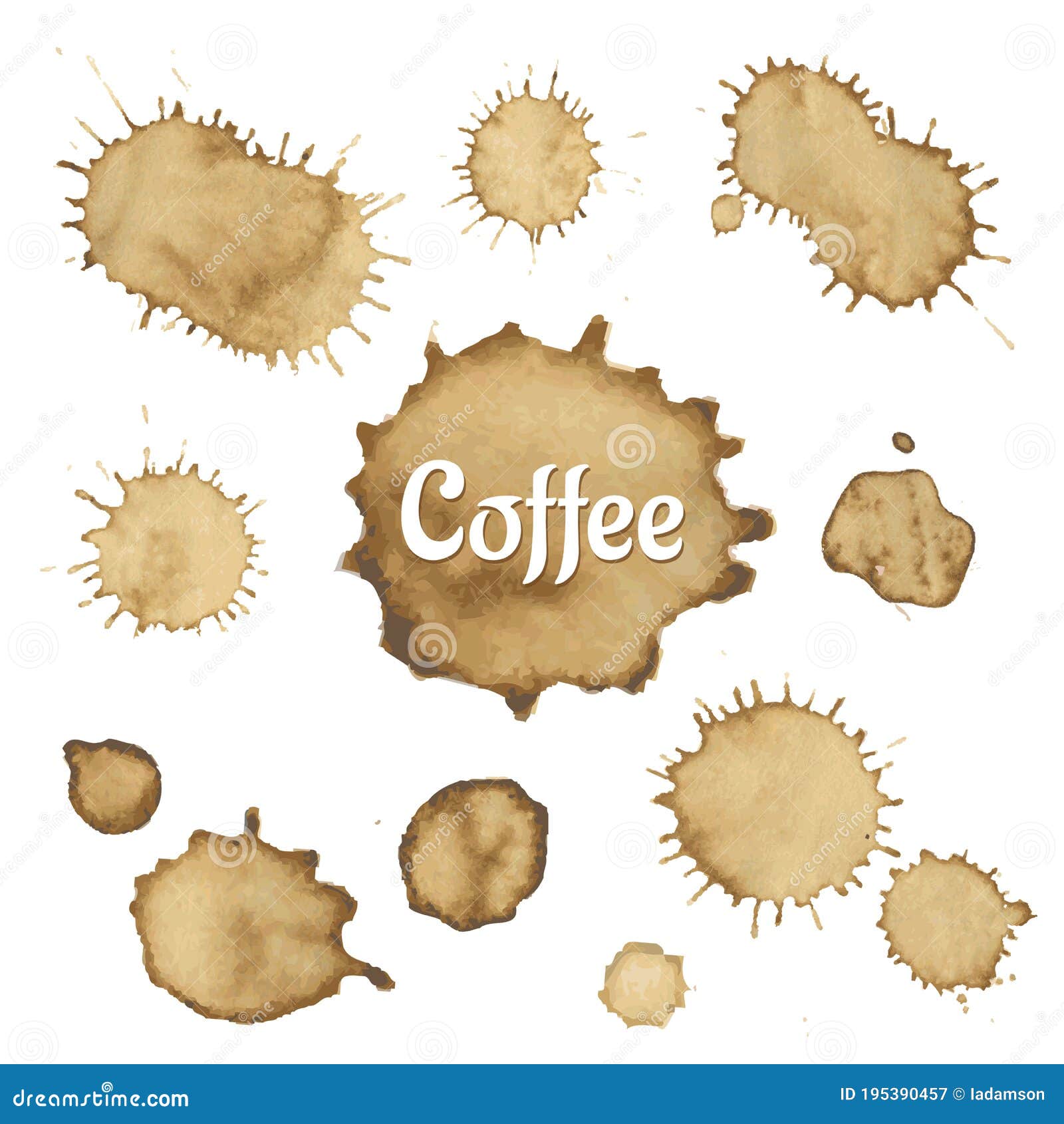 Coffee Stain Collection stock vector. Illustration of grain - 195390457