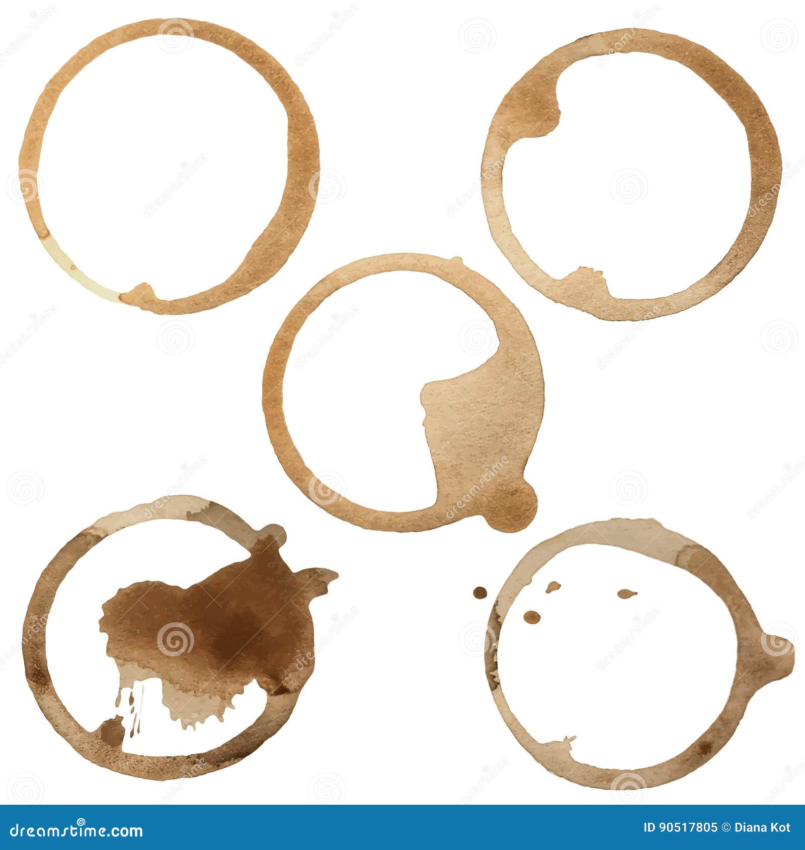 Coffee Stain Rings Vector Set Stock Vector - Illustration of retro ...
