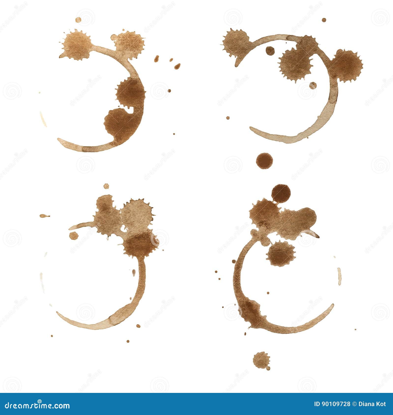 Coffee Stain Rings Vector Set Stock Vector - Illustration of material ...