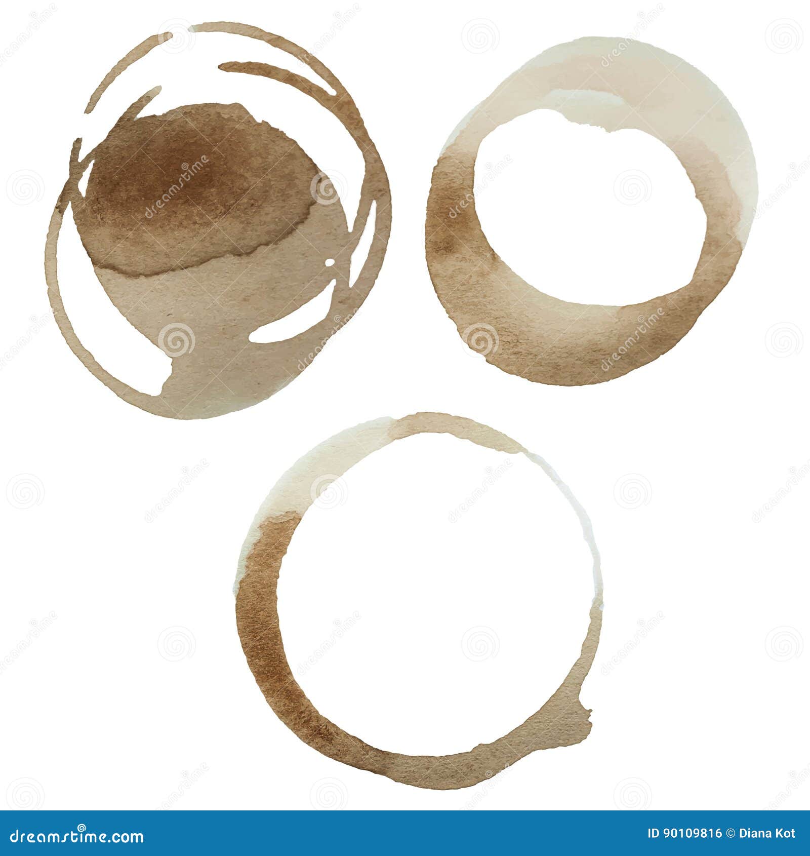 Coffee Stain Rings Vector Set Stock Vector - Illustration of liquid ...