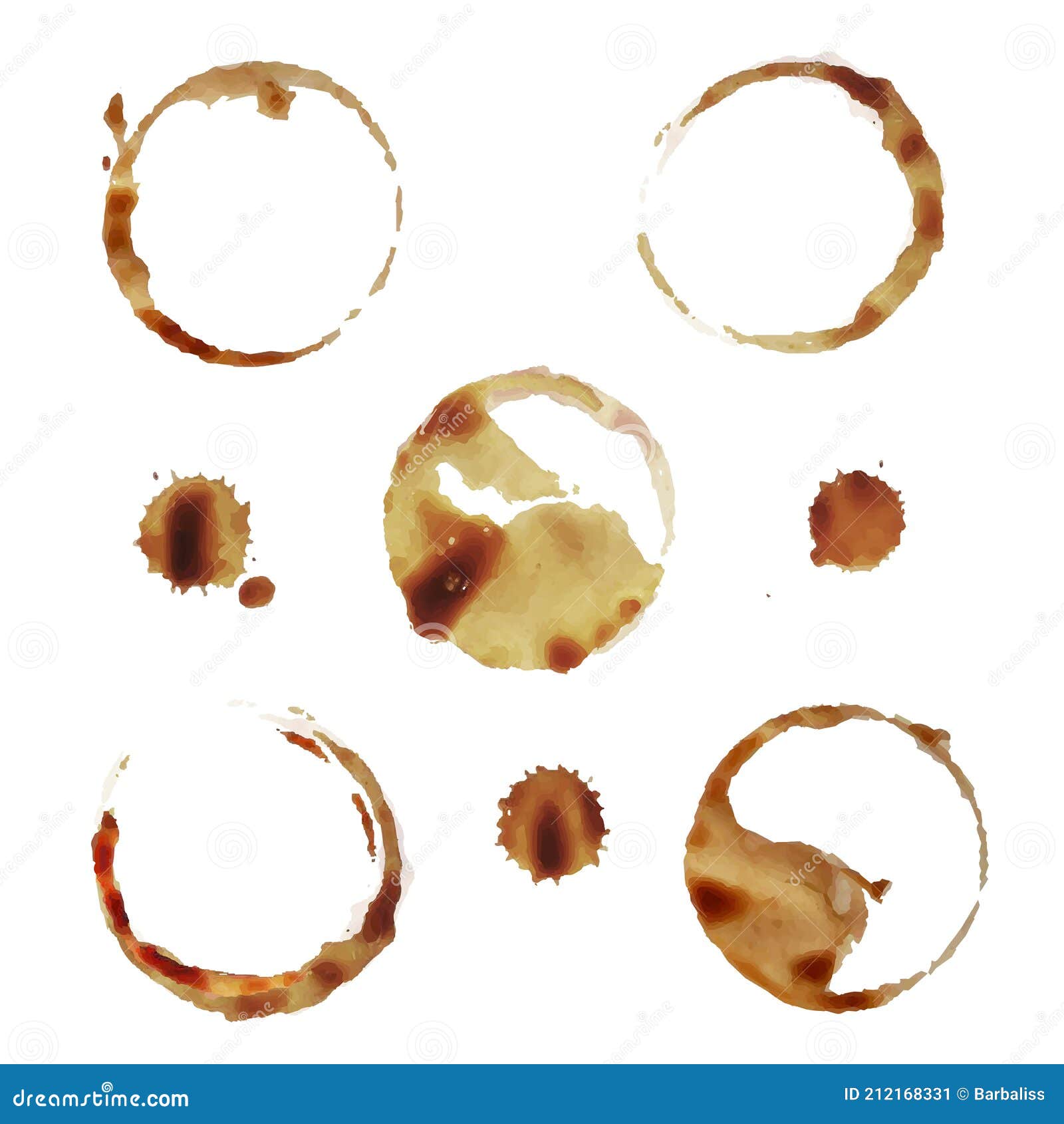 Coffee Stain Set stock vector. Illustration of drink - 212168331