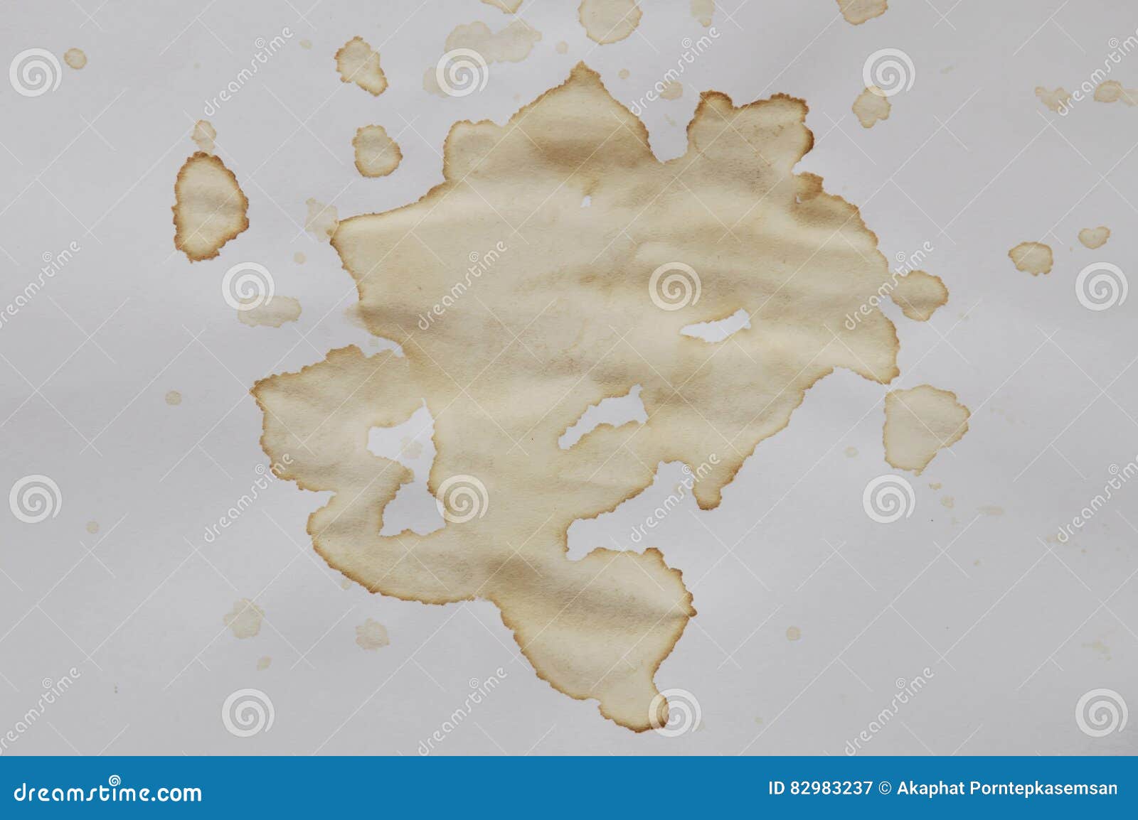 Coffee Stain on White Paper Background and Texture Stock Image - Image ...
