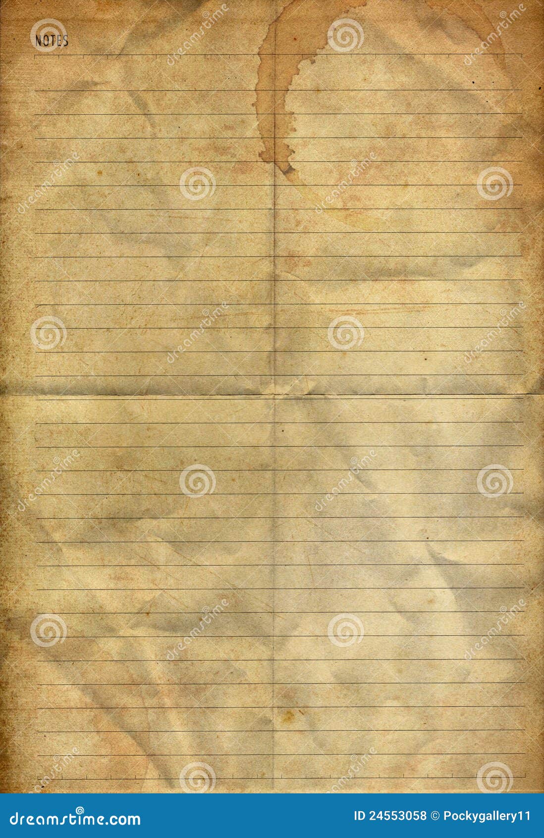 Coffee Stained on Old Folding Notes Paper Stock Photo - Image of messy ...