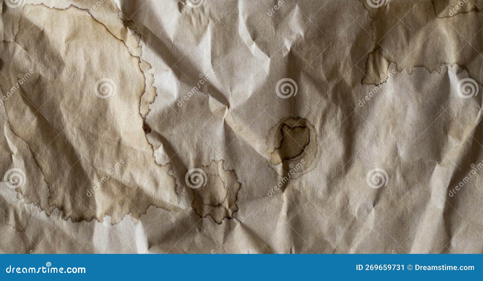 Coffee Stains on Brown Beige Crumpled Paper Stock Image - Image of ...