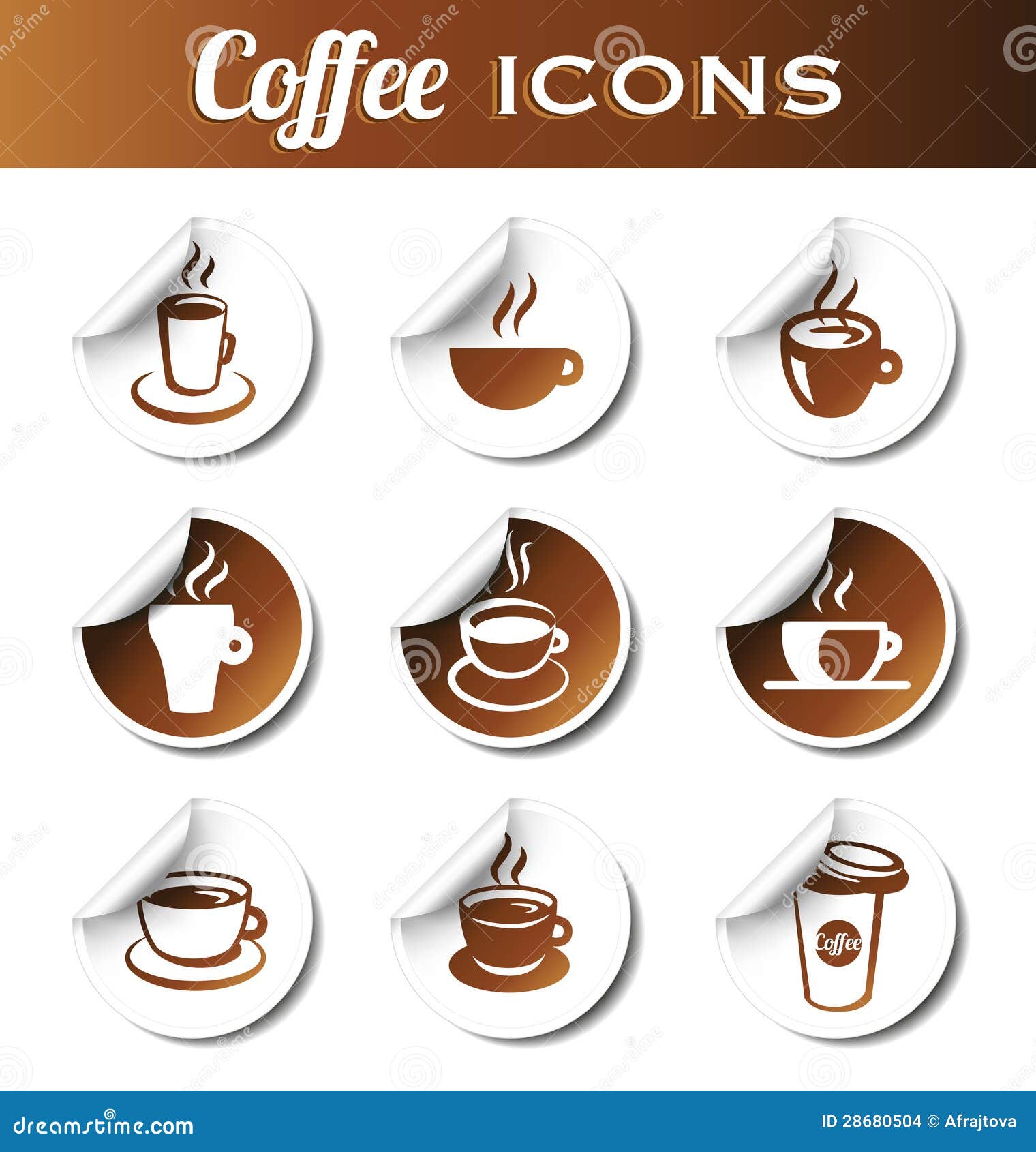 Coffee Stickers stock vector. Illustration of breakfast - 28680504