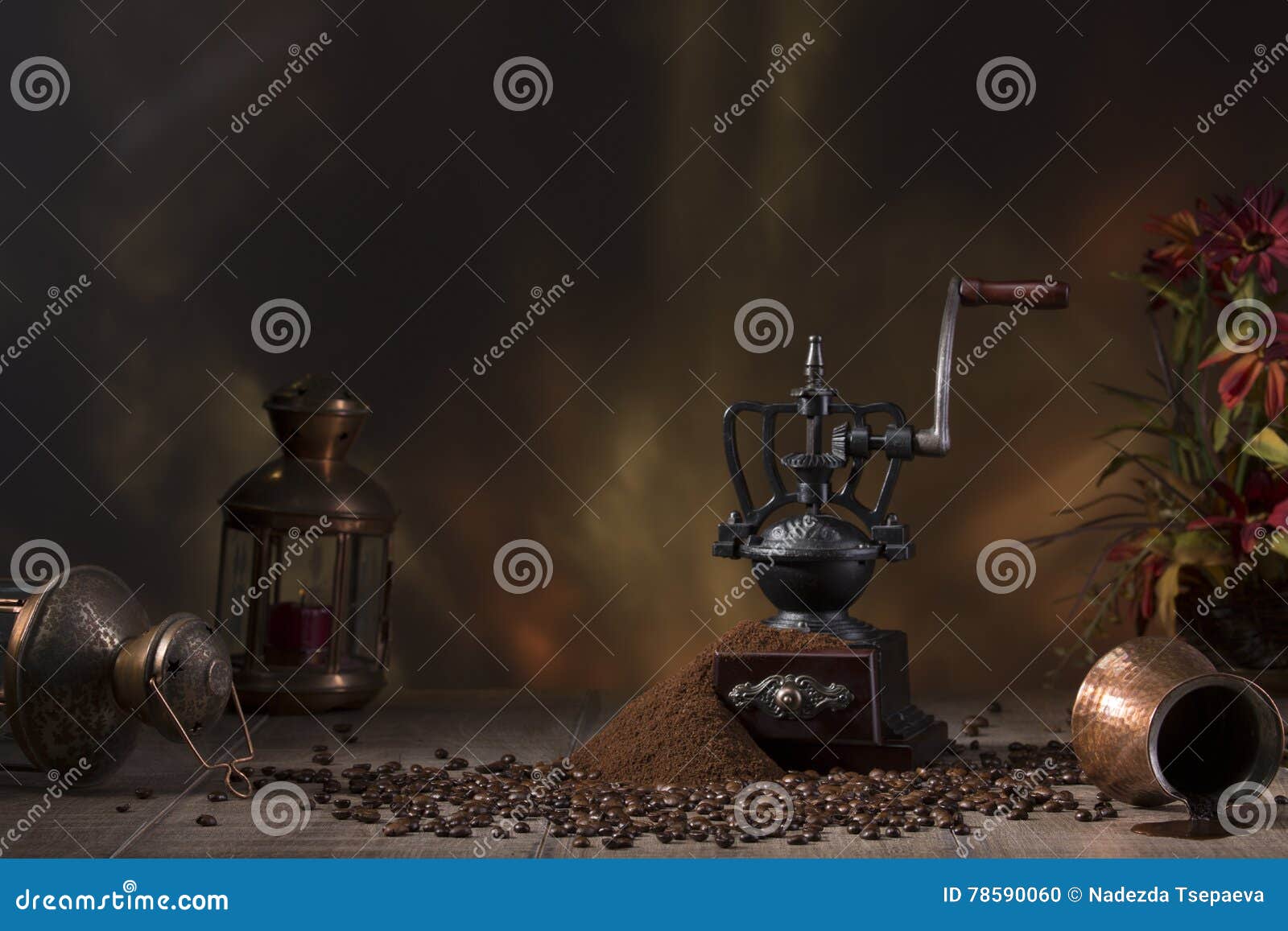 Coffee Still Life in Rustic Style Stock Photo - Image of handle ...