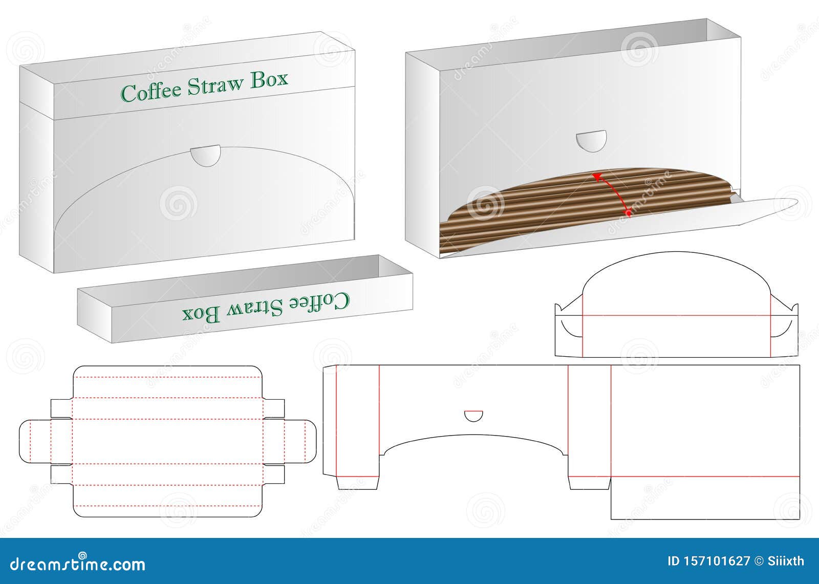 Coffee Straw Box Packaging Die Cut Template Design. 3d Mock-up Stock ...