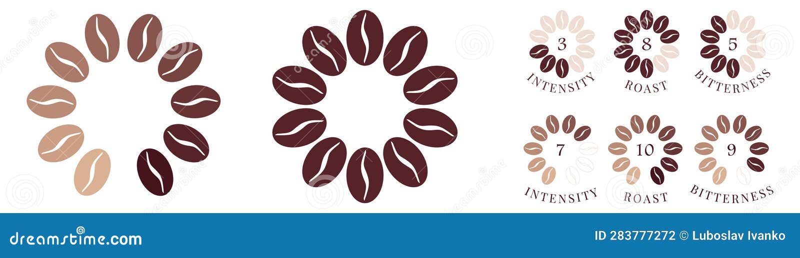 Coffee Strength Circular or Round Scale, Different Colour Beans To Show ...