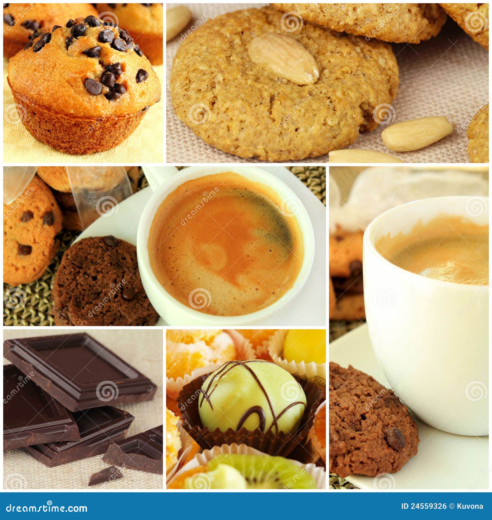 Coffee and sweets collage stock photo. Image of dessert - 24559326