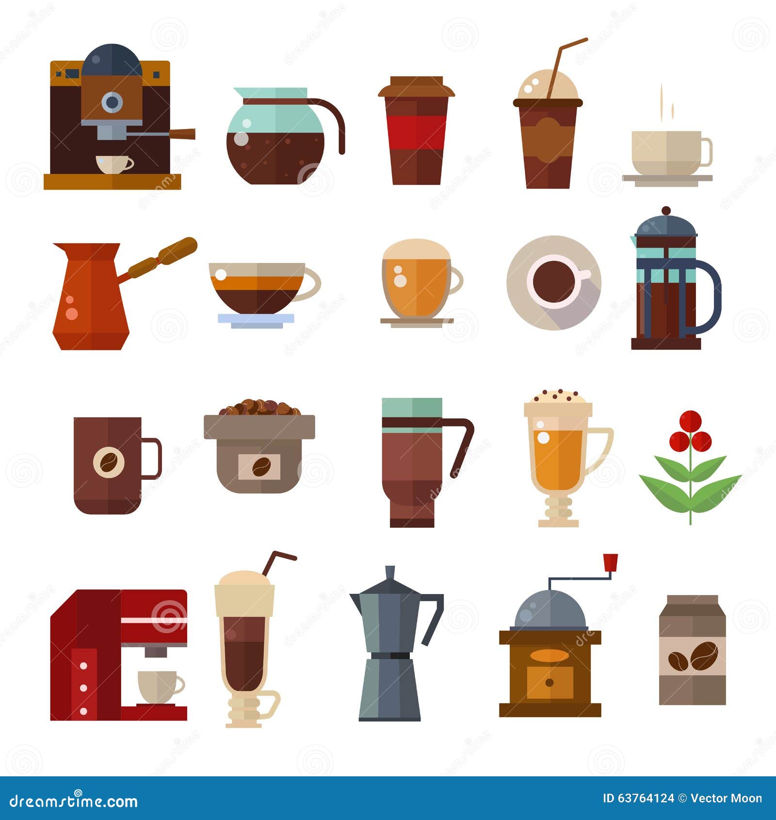 Coffee Symbols Set. Cup Vector Icons Stock Vector - Illustration of ...