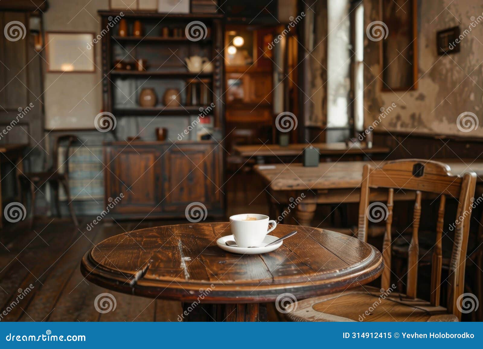 Coffee on the Tabel in Old Retro Cafe. Brown and Gray Colors Stock ...
