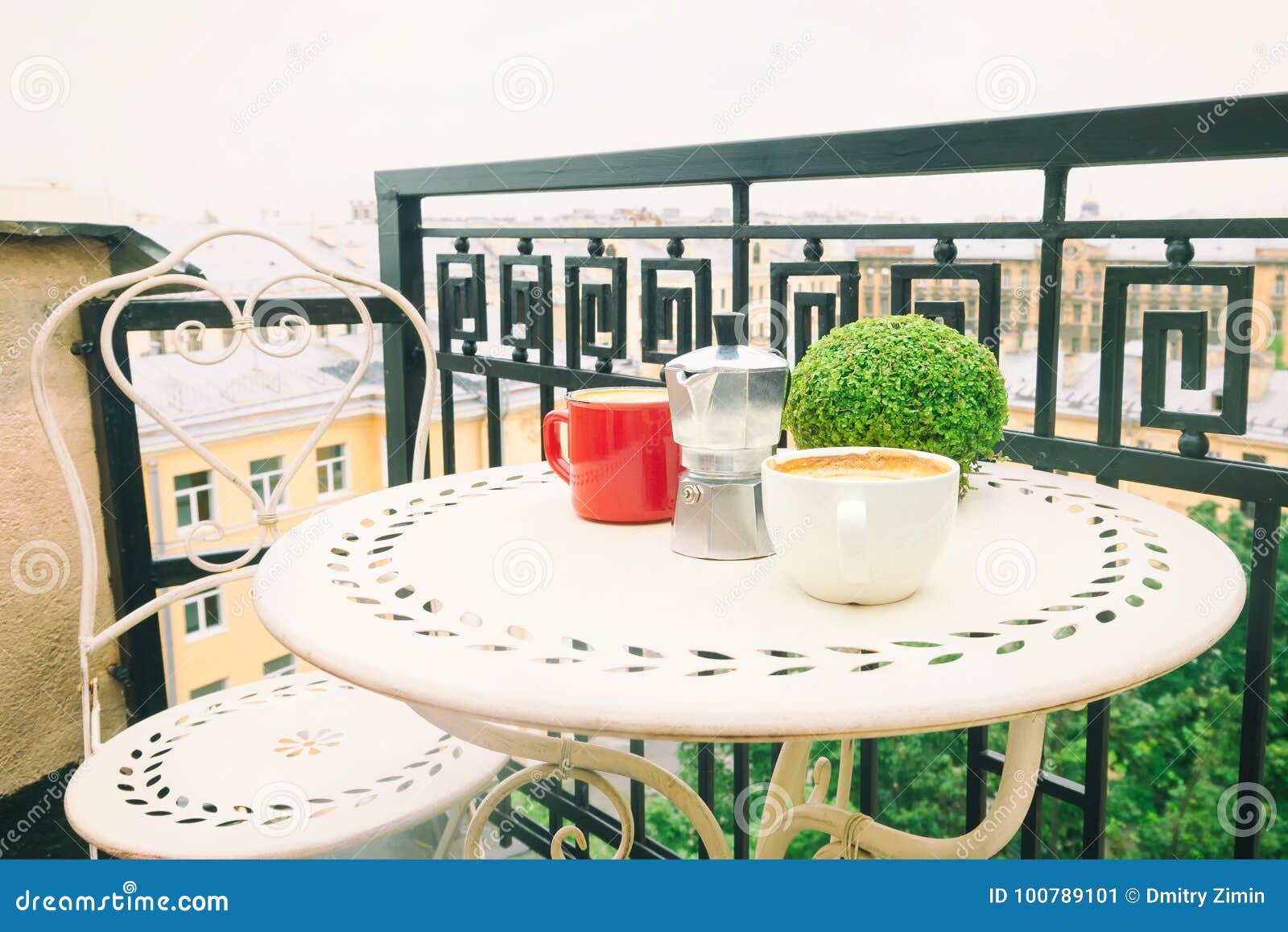 Coffee on Table on the Balcony Stock Image - Image of metal, wrought ...