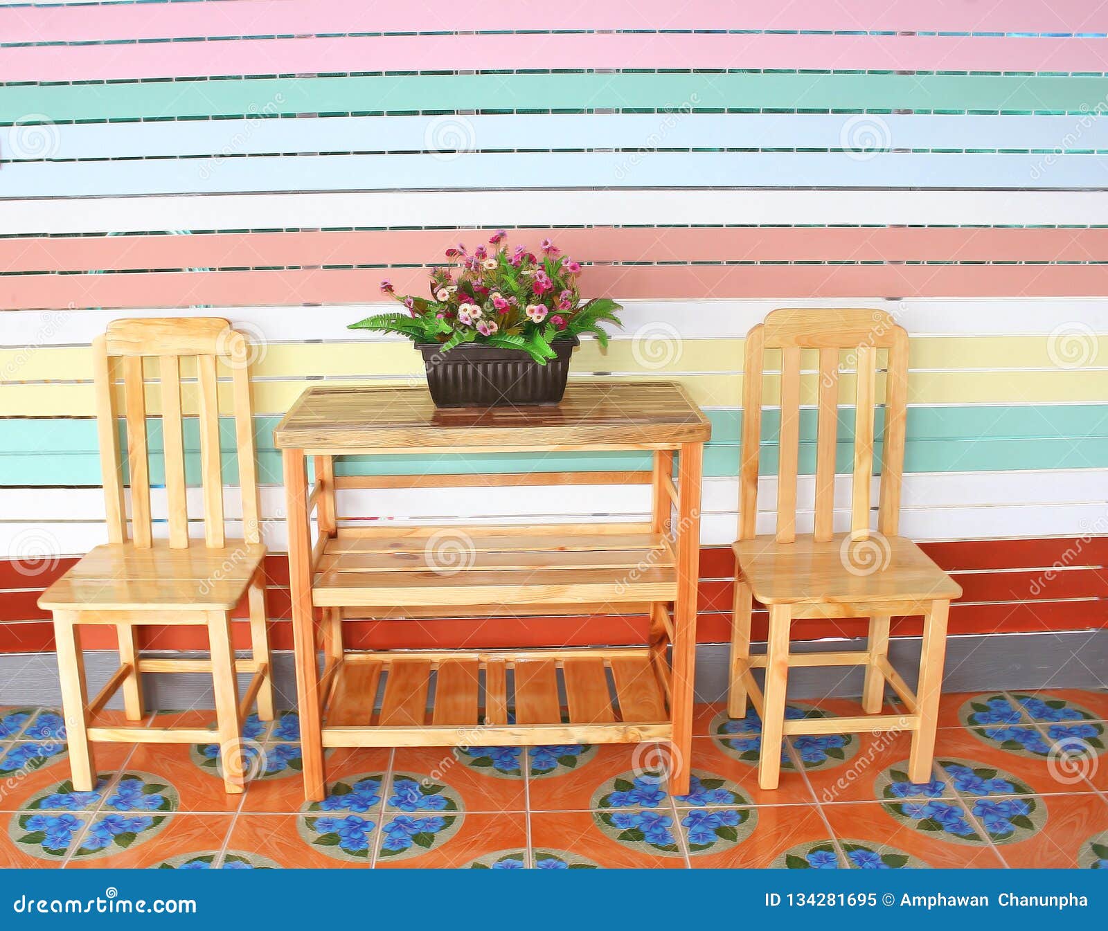 Coffee Table on Colorful Wall Background Stock Image - Image of candle ...