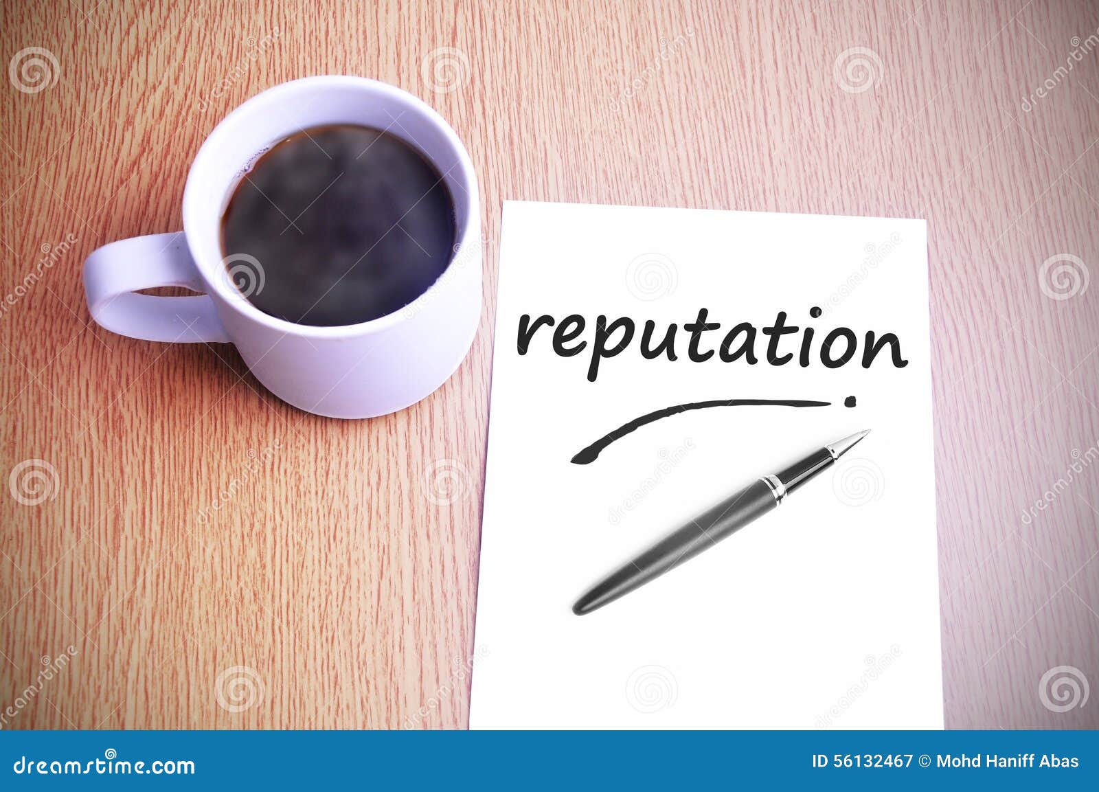 Coffee on the Table with Note Writing Reputation Stock Image - Image of ...