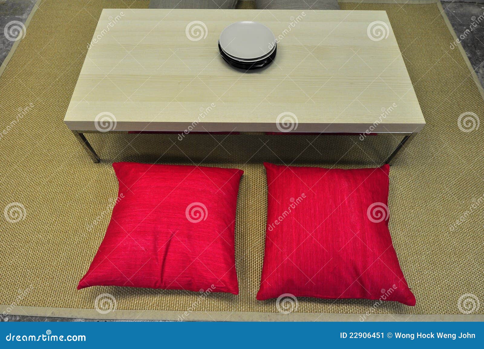 Coffee table and pillows stock image. Image of fabric - 22906451