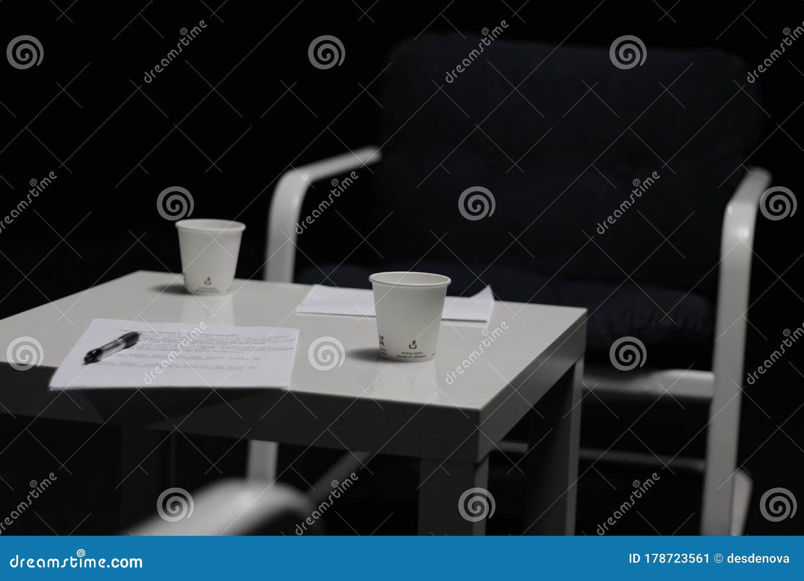Coffee Table Prepared for an Interview Stock Image - Image of prepared ...