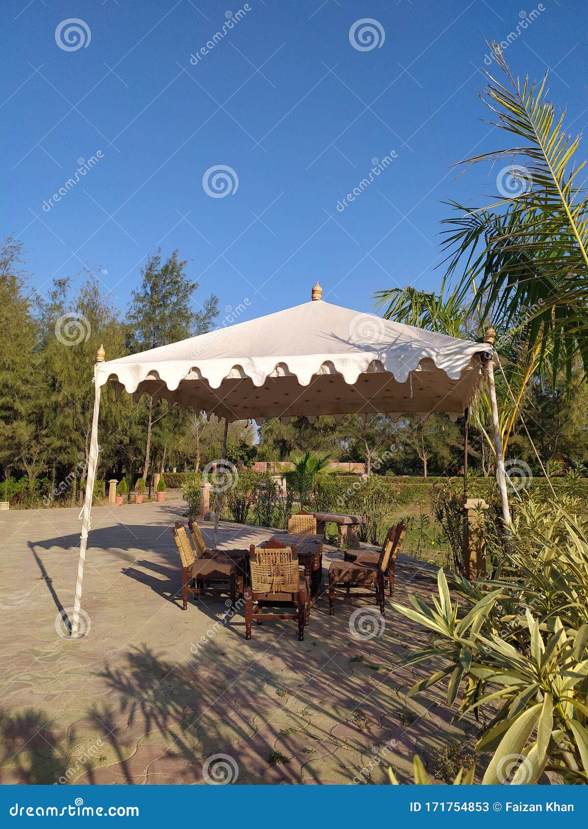 Coffee Table Under the Tent in a Resort Stock Image - Image of garden ...