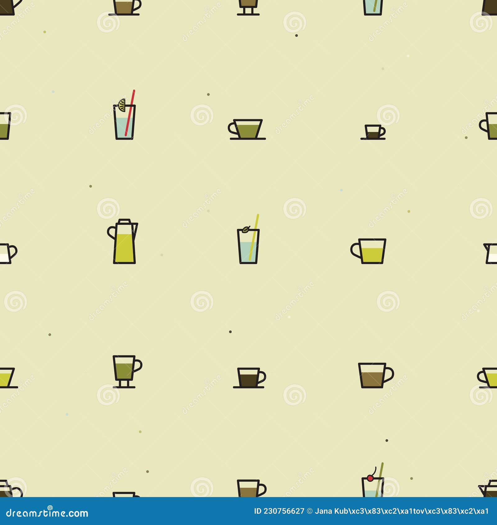 Coffee and tea background stock vector. Illustration of teapot - 230756627