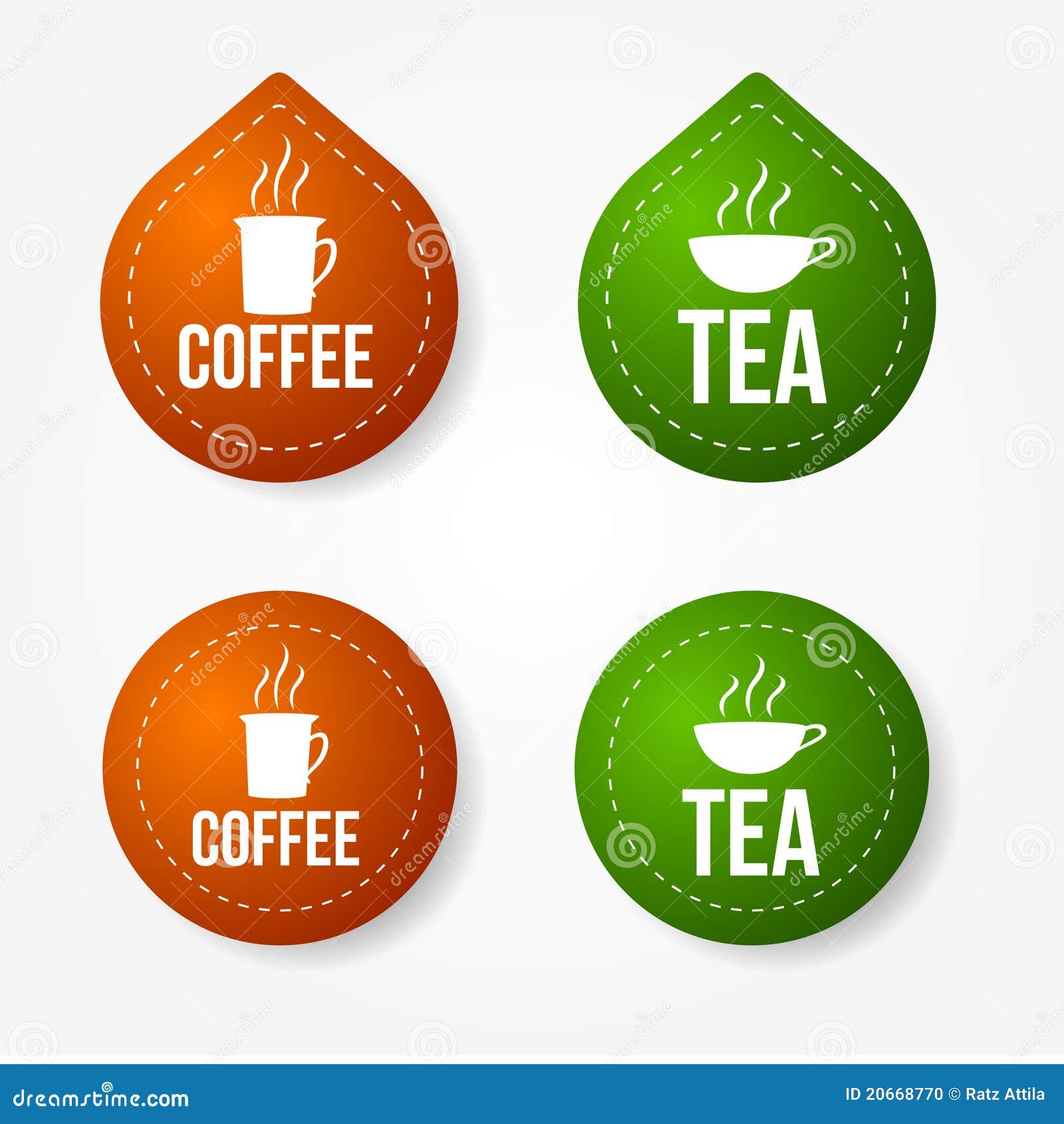Coffee and Tea Badges and Stickers Stock Vector - Illustration of ...