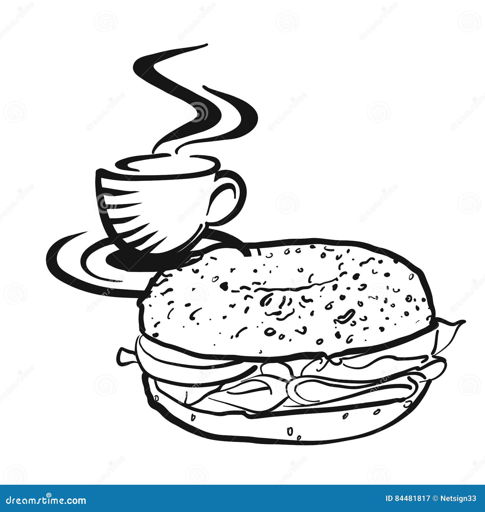 Coffee or Tea with Bagel Logo Stock Vector - Illustration of sandwich ...