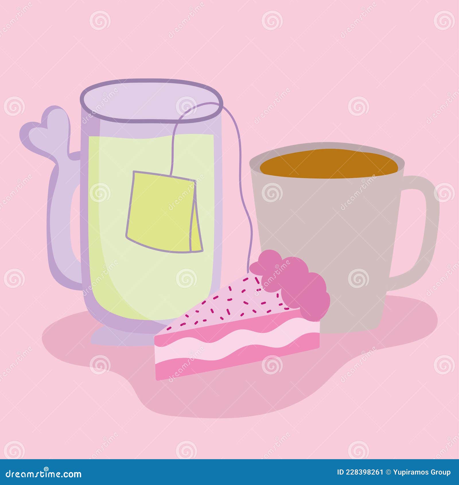 Coffee tea and cake stock vector. Illustration of cake - 228398261