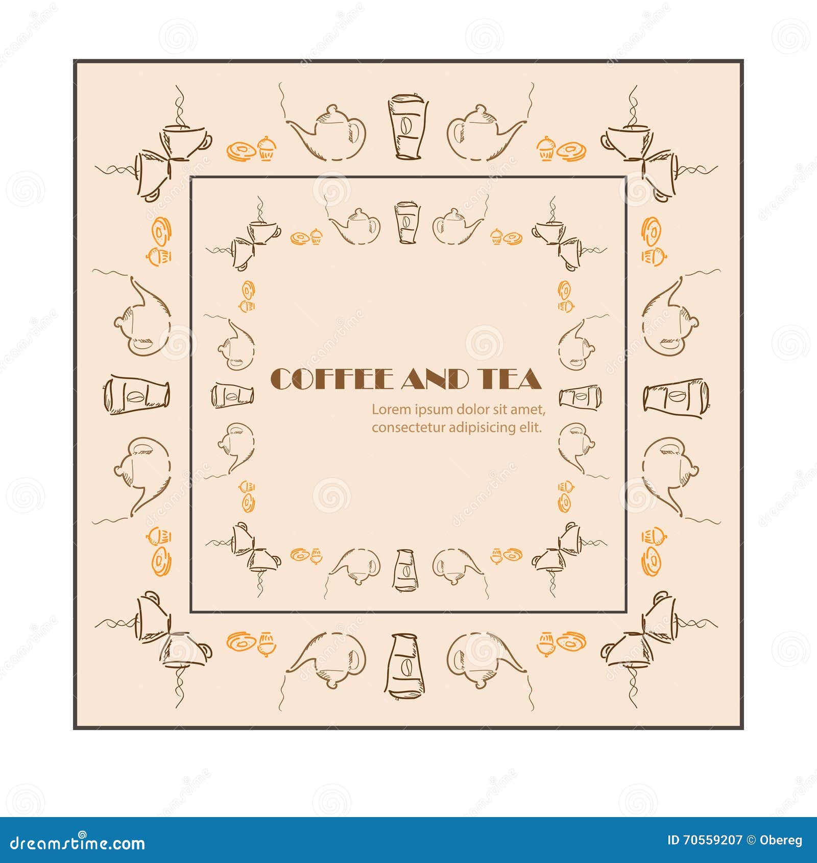 Coffee and Tea Creative Simple Frame Stock Vector - Illustration of ...