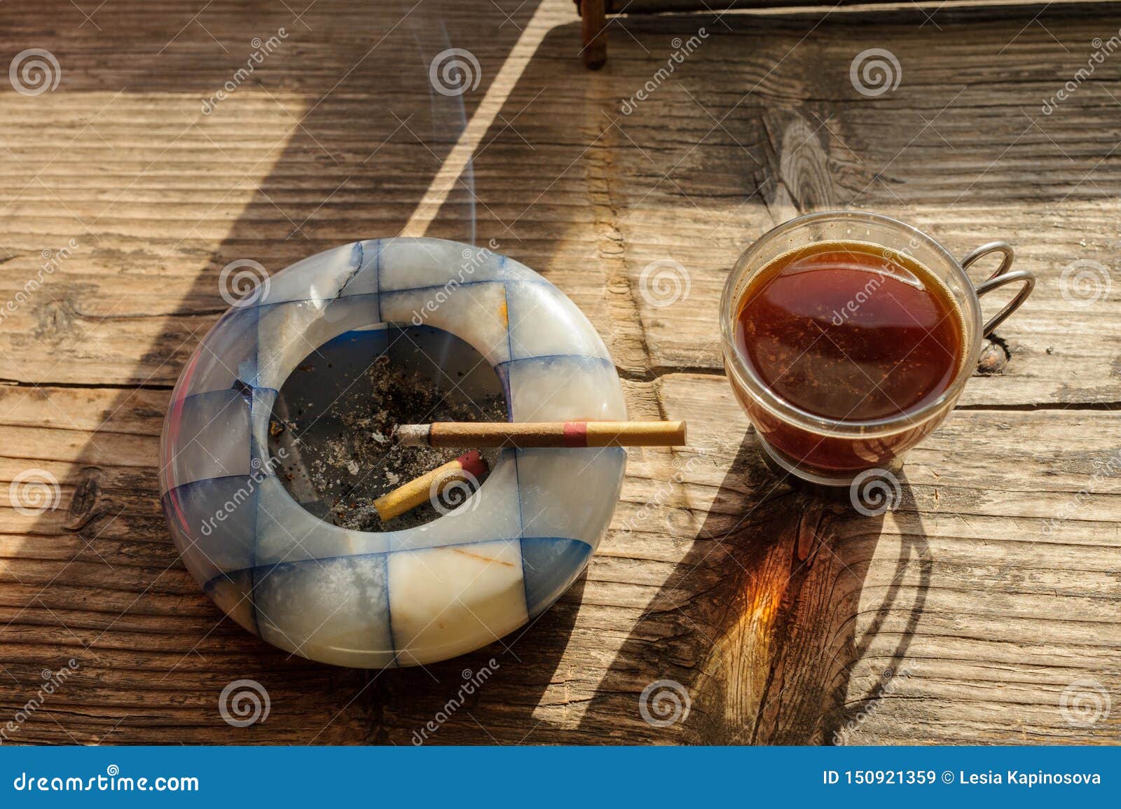 Coffee or Tea Cup and Ashtray for Cigarettes, Coffee Drinking Mug Stock ...