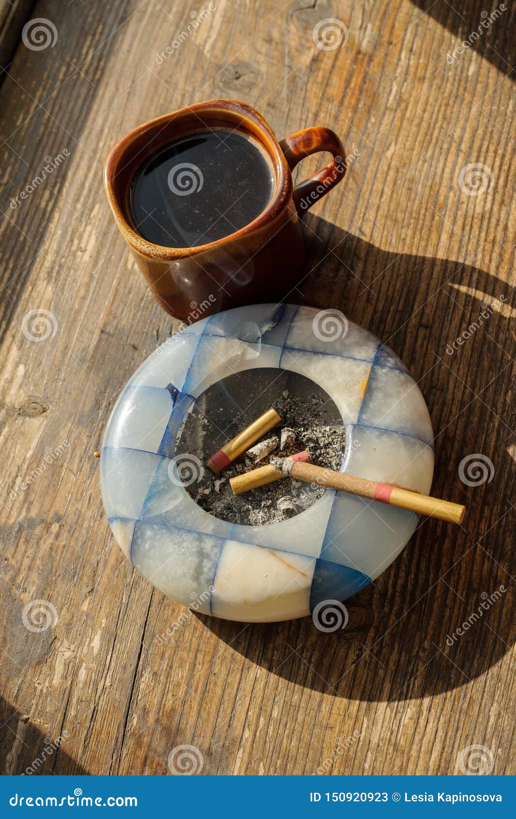 Coffee or Tea Cup and Ashtray for Cigarettes, Coffee Drinking Mug Stock ...