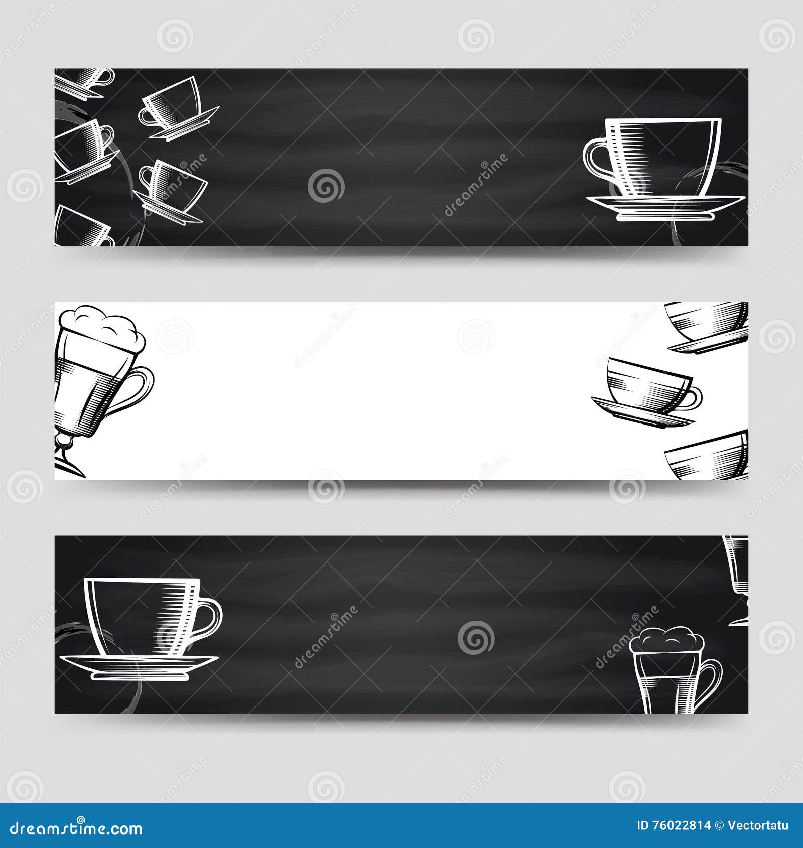 Coffee and Tea Horizontal Banners Stock Vector - Illustration of font ...
